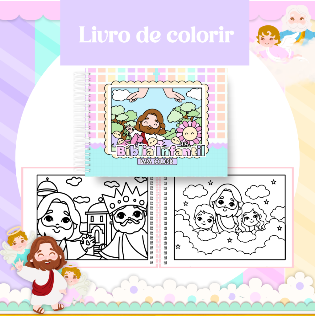 Livro de colorir Bíblia Infantil - Pâmella Vieira Designer